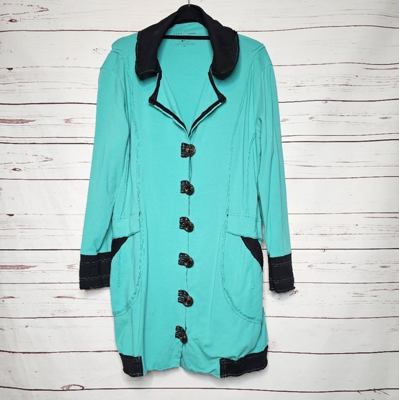 neon buddha | Jackets & Coats | Neon Buddha Vibrant Teal Buttonup ...